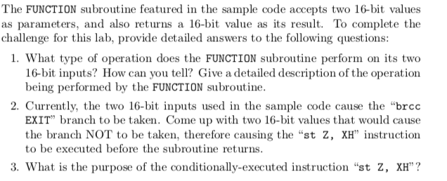 The FUNCTION subroutine featured in the sample code | Chegg.com