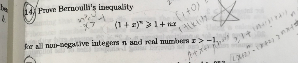 Solved 0) Prove Bernoulli's inequality 7:シ1 all non-negative | Chegg.com