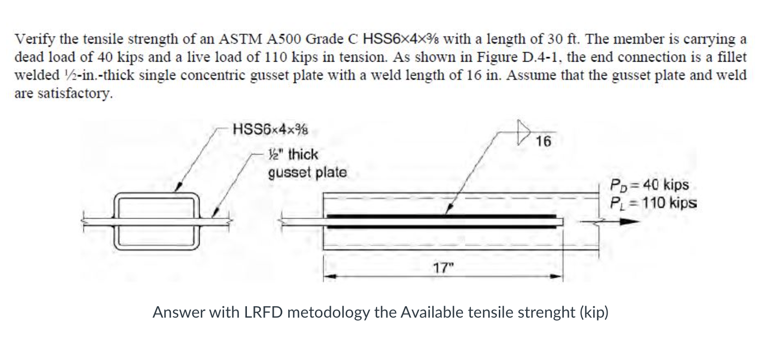 Solved Verify the tensile strength of an ASTM A500 Grade C | Chegg.com