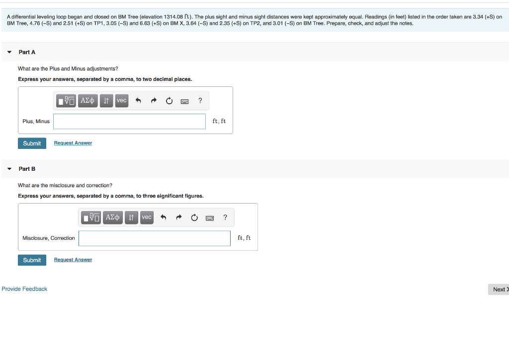 Solved A differential leveling loop began and closed on BM | Chegg.com