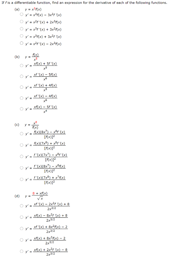Solved If f is a differentiable function, find an expression | Chegg.com