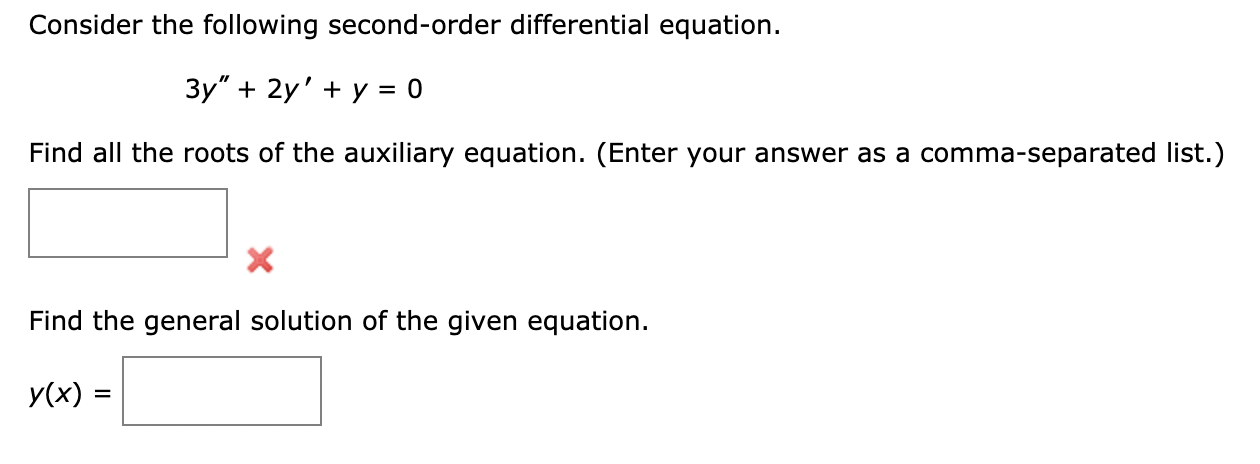 Solved Consider the following second-order differential | Chegg.com
