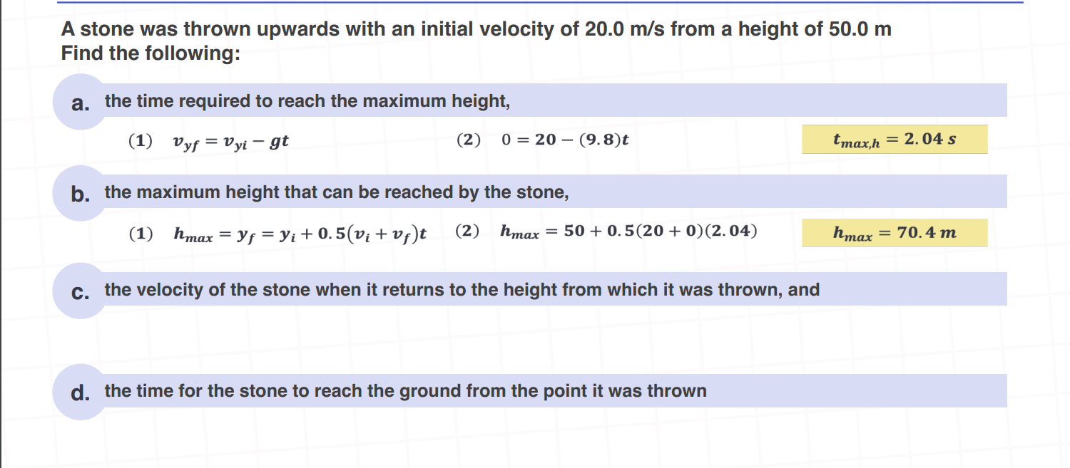 Solved A stone was thrown upwards with an initial velocity | Chegg.com