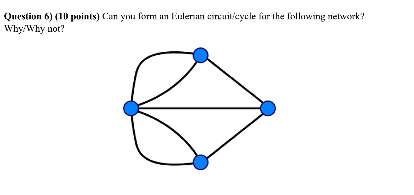 Solved Question 6) (10 points) Can you form an Eulerian | Chegg.com
