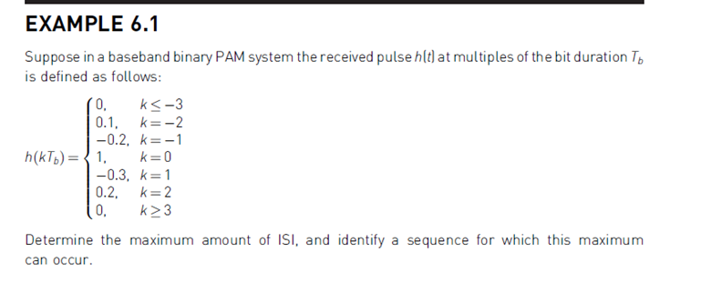 Solved Example 6 1 Suppose In A Baseband Binary Pam System