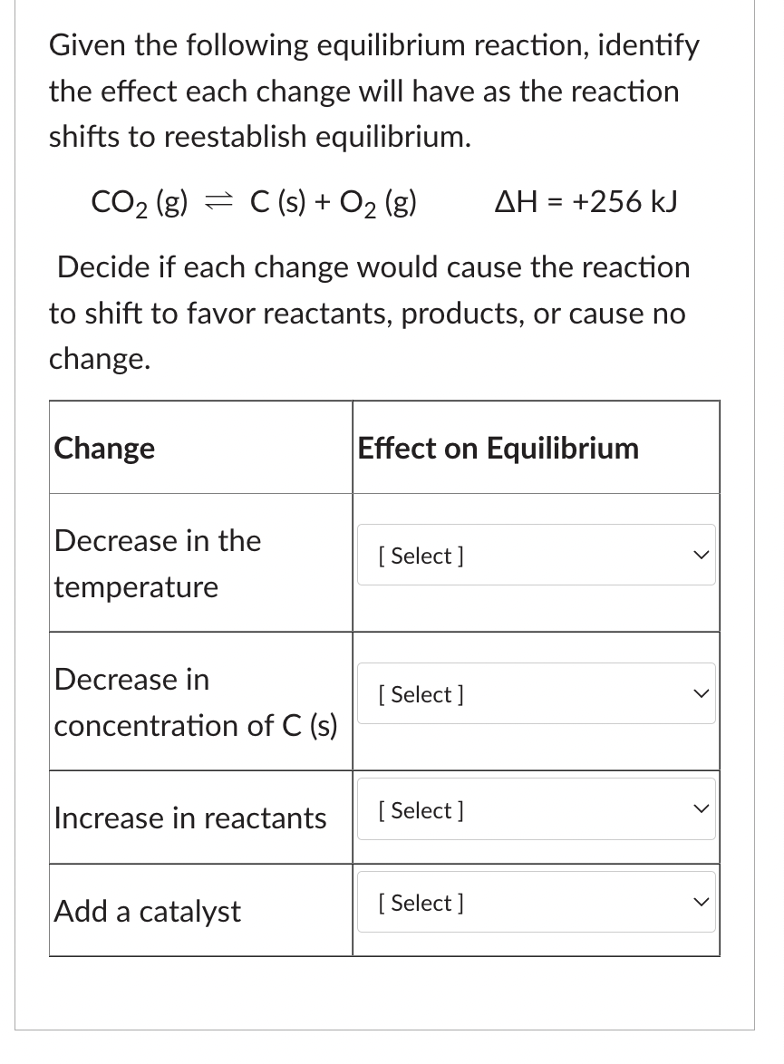 Solved Given the following equilibrium reaction, identify | Chegg.com