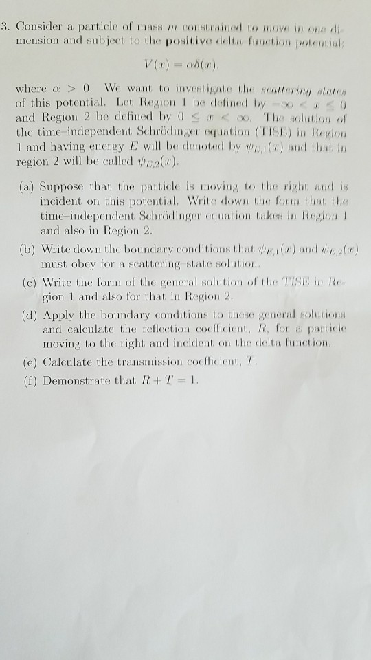 Solved 3. Consider a particle of mass m constrained to move | Chegg.com