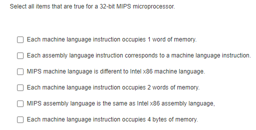 Solved Select all items that are true for a 32 -bit MIPS | Chegg.com