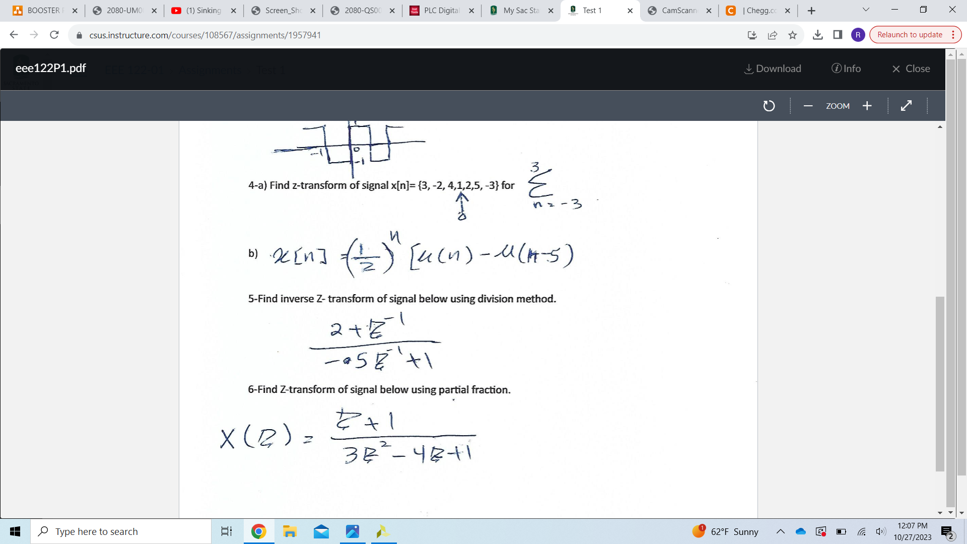 Solved 4-a) Find z-transform of signal | Chegg.com