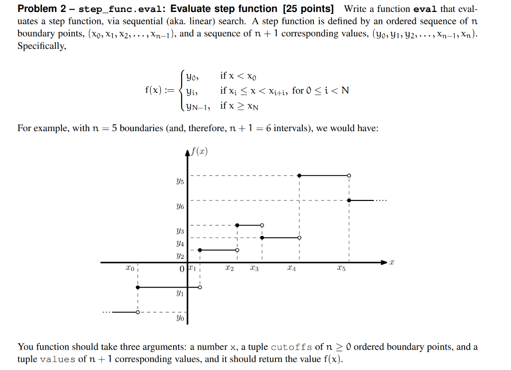 Problem 2 - step_func.eval: Evaluate step function | Chegg.com