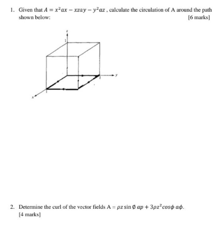 Solved 1. Given that A=x2ax−xzay−y2az, calculate the | Chegg.com