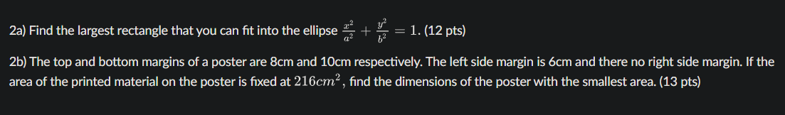Solved + = 62 2a) Find the largest rectangle that you can | Chegg.com
