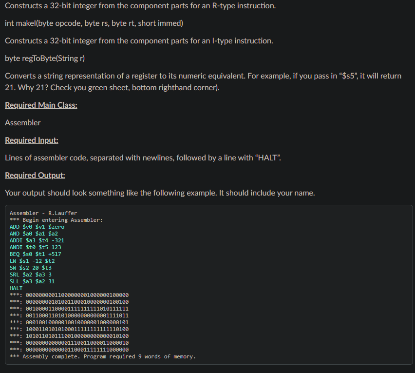 Solved Using Java Create An Assembler For A 32bit Mips 0253