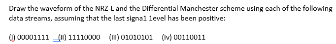 Solved Draw the waveform of the NRZ-L and the Differential | Chegg.com
