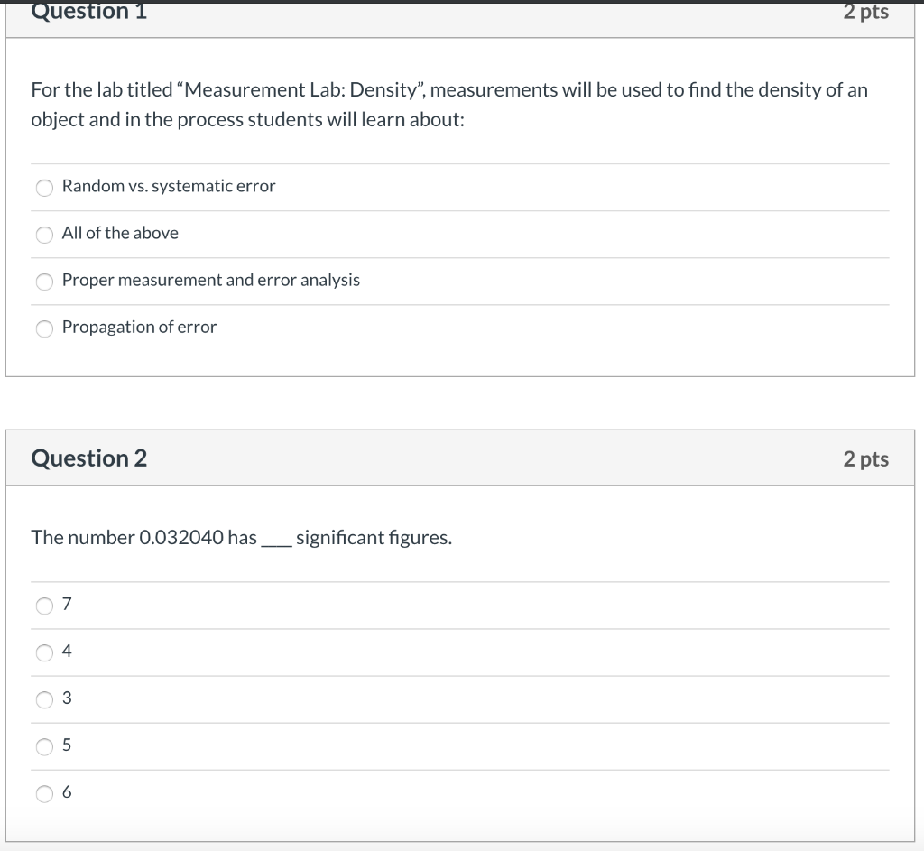 Solved Question 1 2 pts For the lab titled "Measurement Lab: | Chegg.com