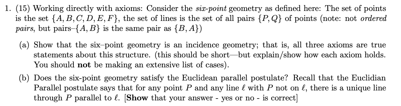 Solved 1. (15) Working directly with axioms: Consider the | Chegg.com