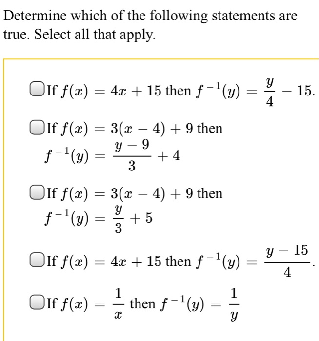 Solved Determine which of the following statements are true. | Chegg.com