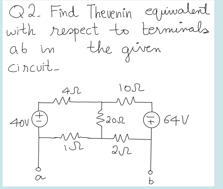 Solved QQ. Find Theenin equivalent with respect to terminals | Chegg.com