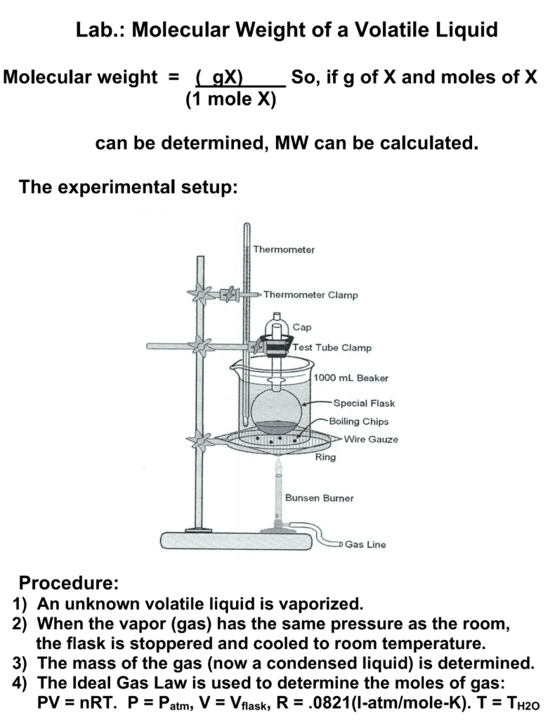 Solved Lab.: Molecular Weight of a Volatile Liquid Molecular | Chegg.com