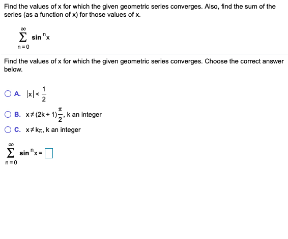 Solved Find the values of x for which the given geometric | Chegg.com