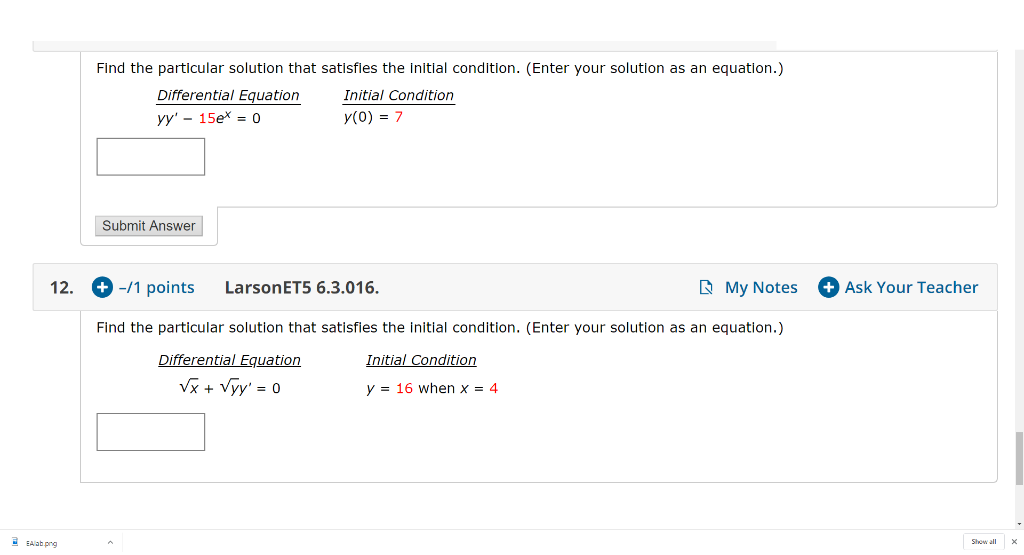 Solved Find the particular solution that satisfies the | Chegg.com