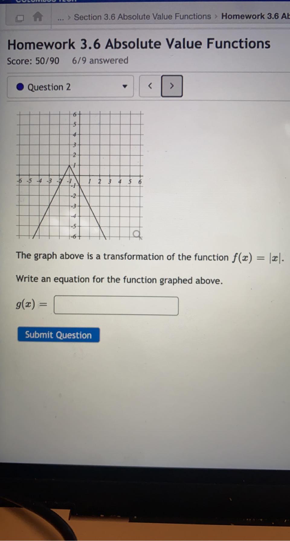 Solved > Section 3.6 Absolute Value Functions > Homework 3.6 | Chegg.com