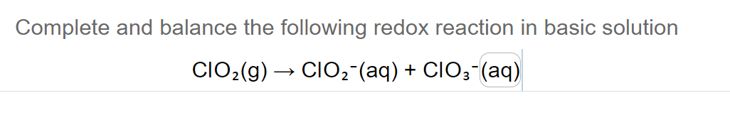 Solved Complete And Balance The Following Redox Reaction In