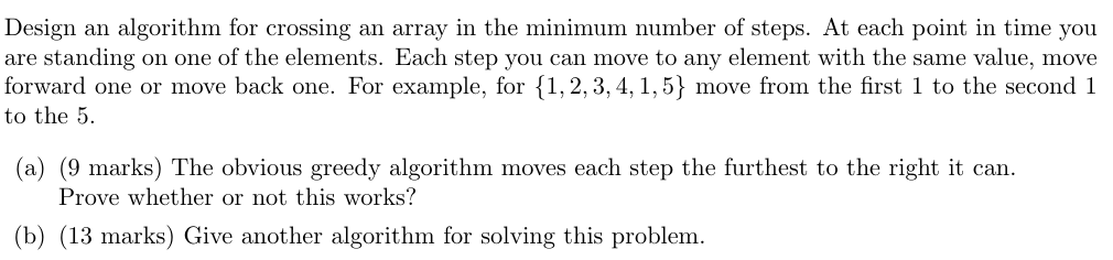 Solved Design an algorithm for crossing an array in the | Chegg.com