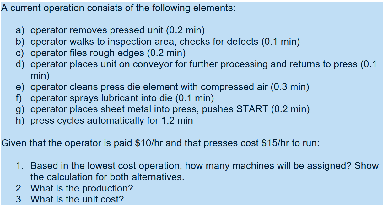 Solved A current operation consists of the following | Chegg.com