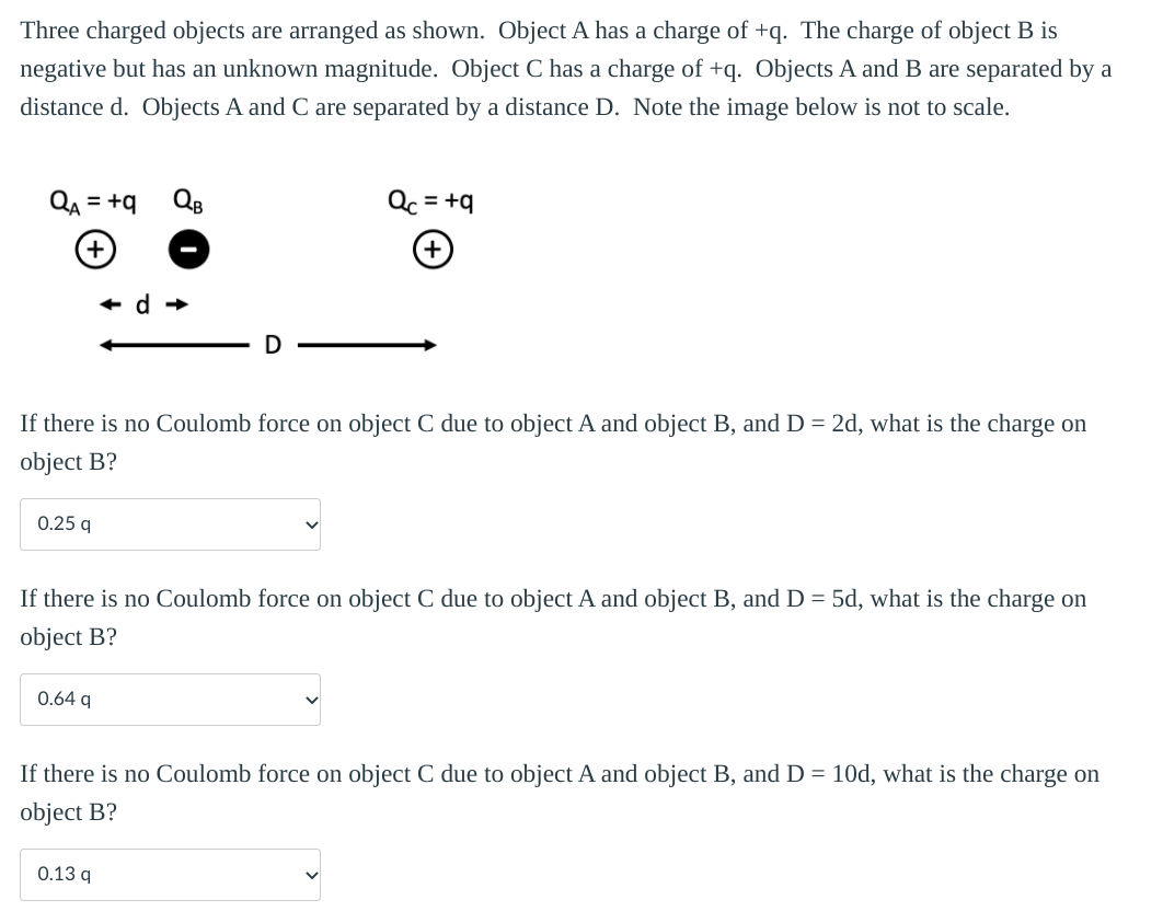 Solved Three charged objects are arranged as shown. Object A | Chegg.com