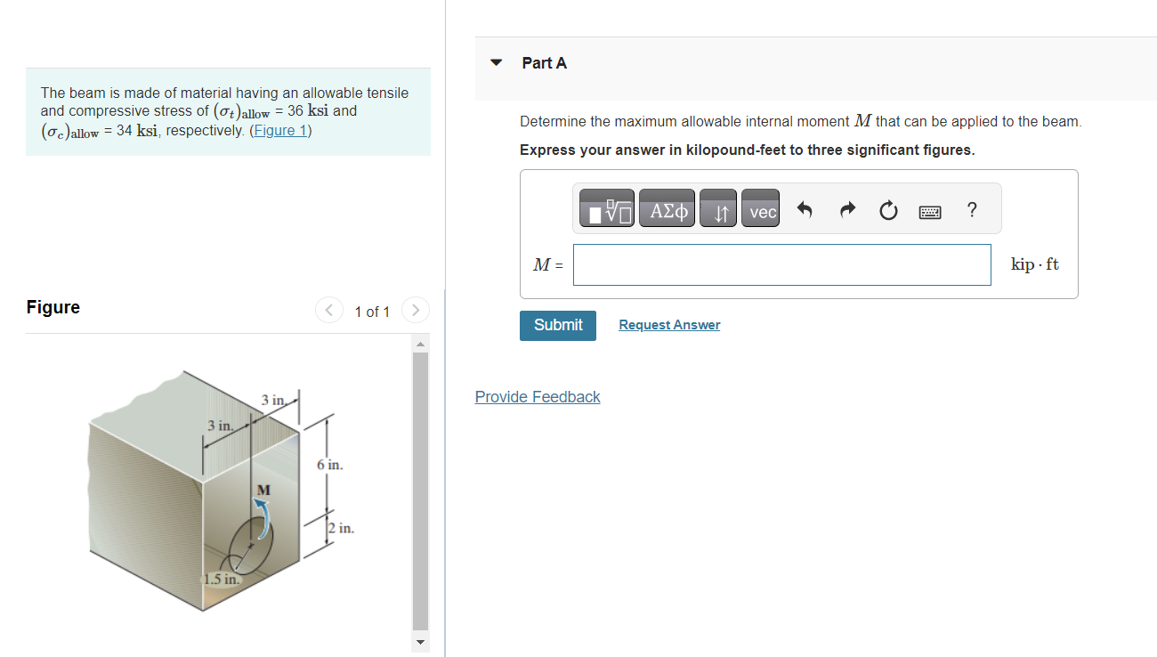 Solved The beam is made of material having an allowable | Chegg.com