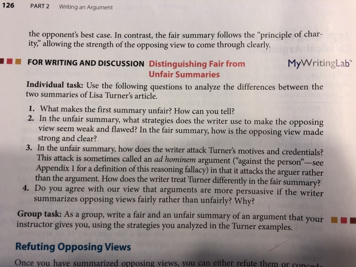 Solved 126 PART2 Writing an Argument the opponent's best | Chegg.com