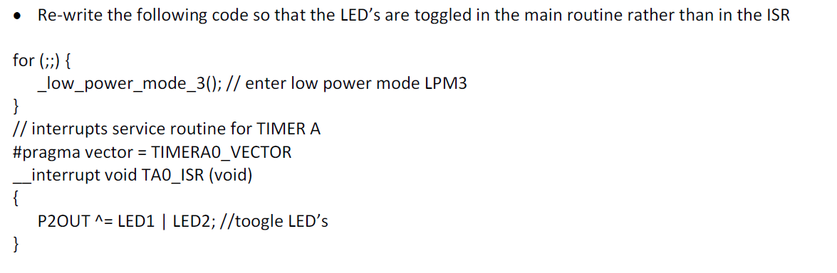 Solved Re-write the following code so that the LED's are | Chegg.com