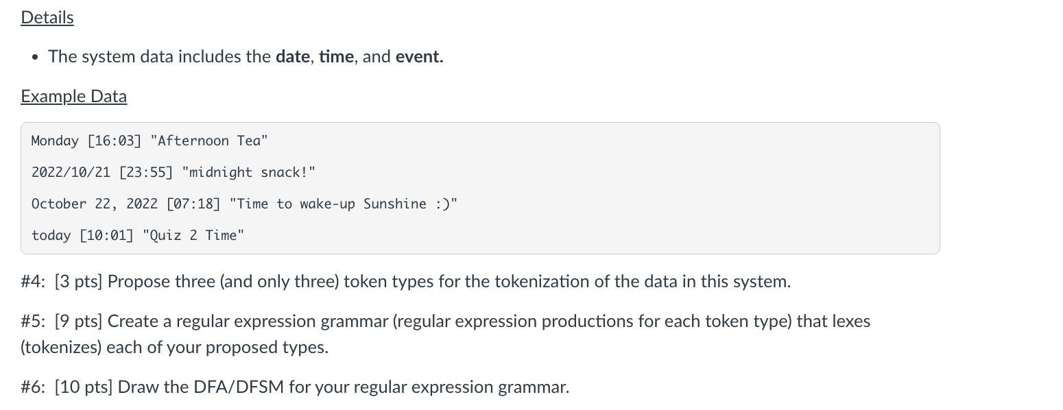 Details - The system data includes the date, time, | Chegg.com