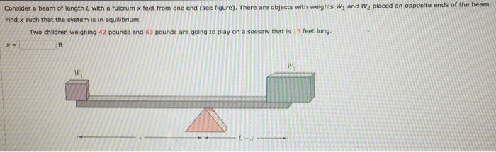 Solved Consider a beam of length L with a fulcrum x feet | Chegg.com