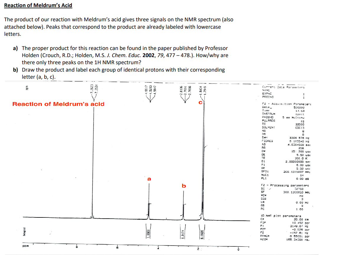 Solved Reaction of Meldrum's Acid The product of our | Chegg.com
