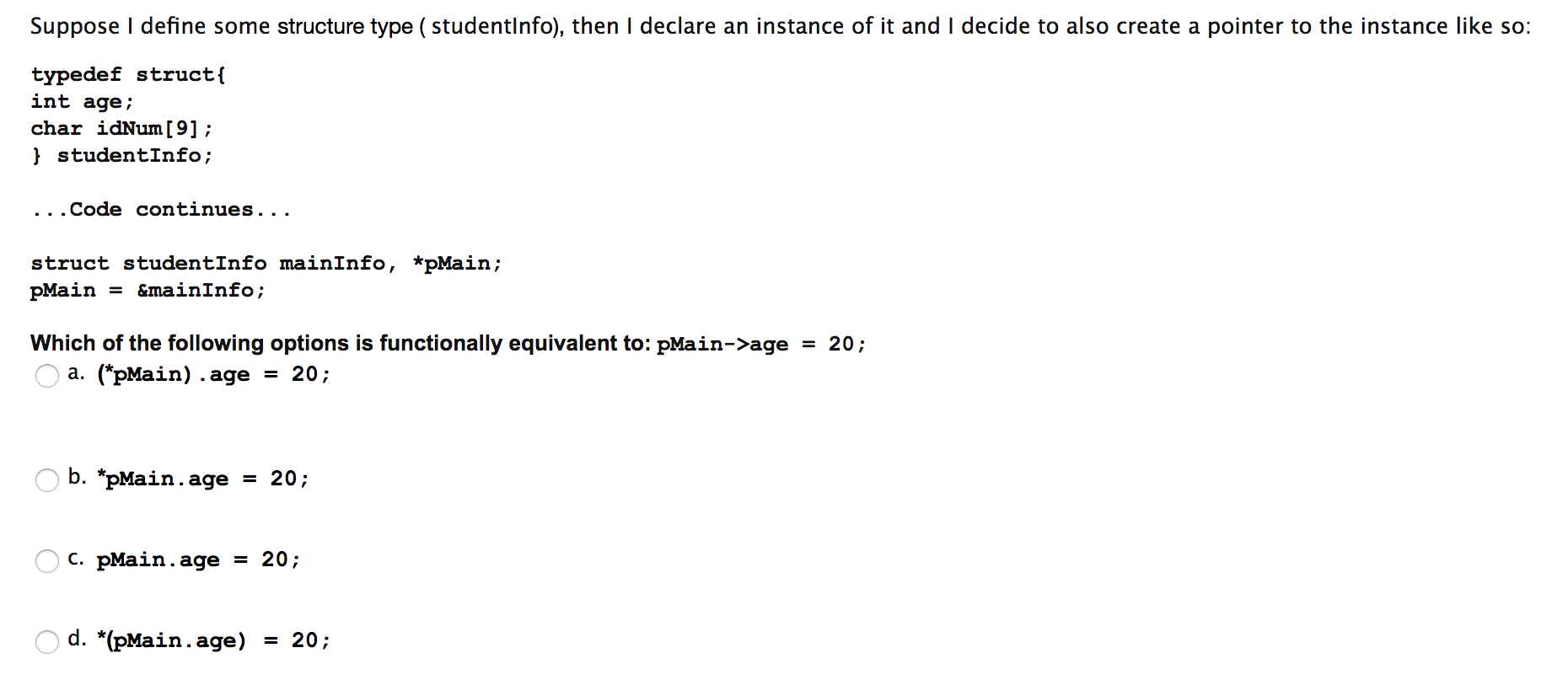 Solved Suppose I define some structure type (studentInfo), | Chegg.com