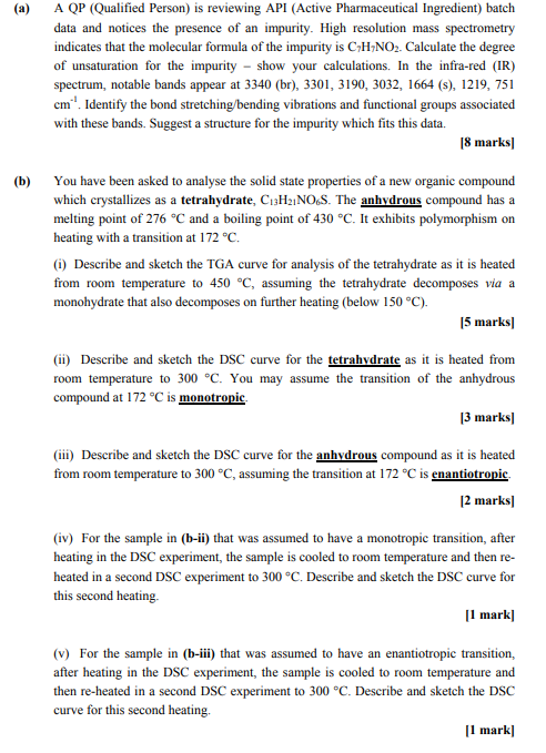 Solved (a) ﻿A QP (Qualified Person) ﻿is reviewing API | Chegg.com