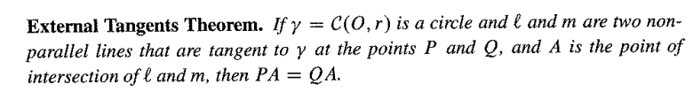 Solved External Tangents Theorem. If γ=C(O,r) ﻿is a circle | Chegg.com