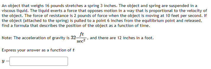 Solved An object that weighs 16 pounds stretches a spring 3 | Chegg.com