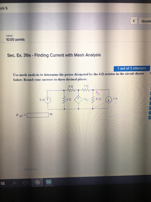 Solved Use mesh analysis to determine the power dissipated | Chegg.com