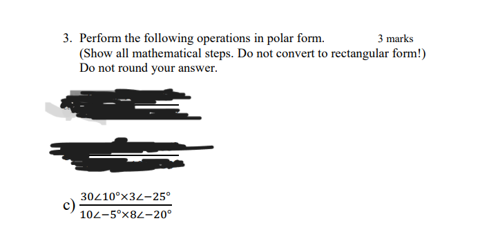 Solved 3. Perform the following operations in polar form. 3 | Chegg.com