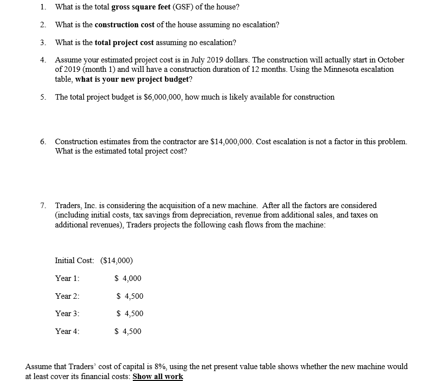Solved What is the total gross square feet (GSF) of the | Chegg.com