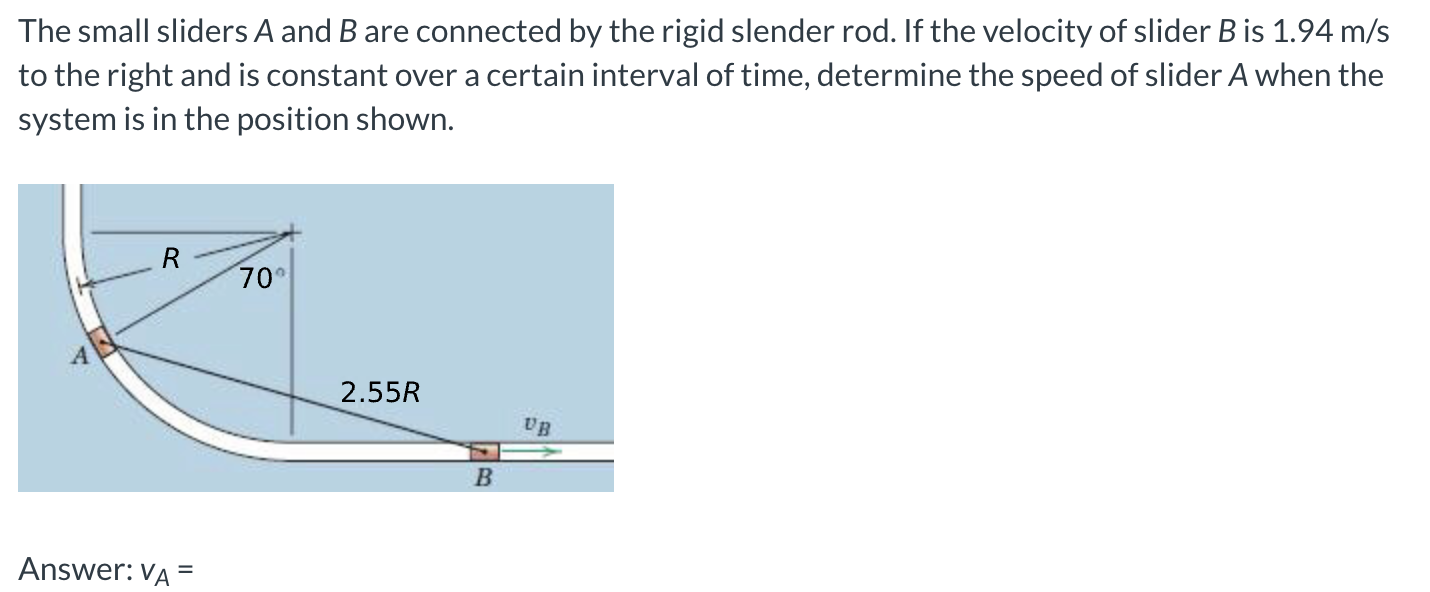 Solved The small sliders A and B ﻿are connected by the rigid | Chegg.com