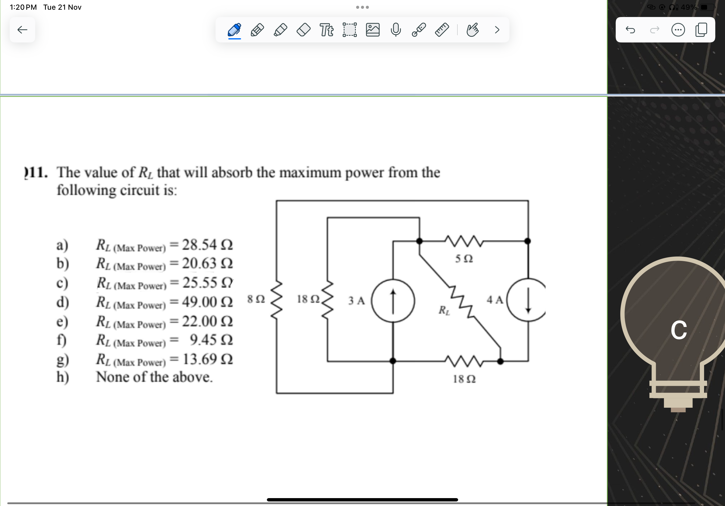 Solved 11. The value of RL that will absorb the maximum | Chegg.com