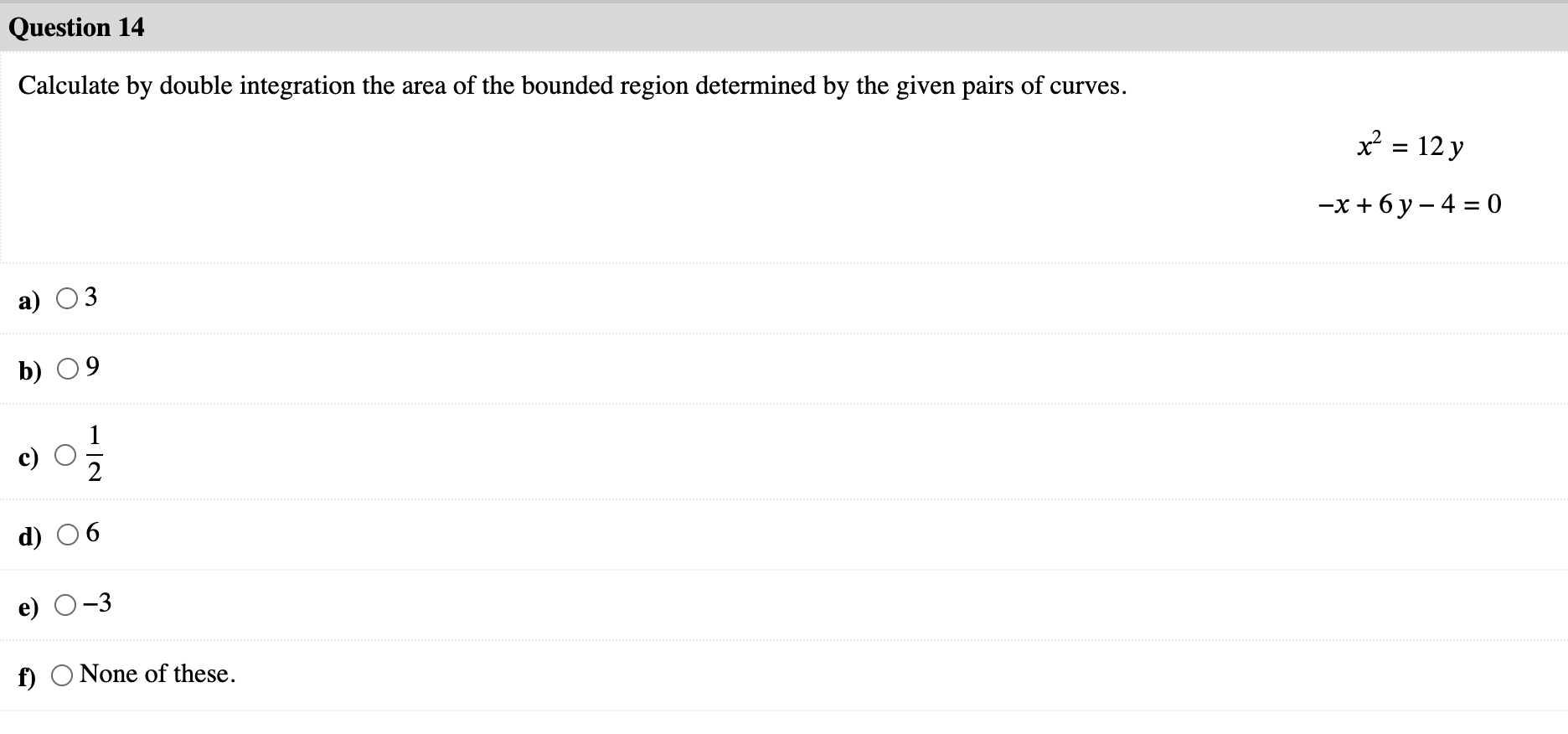 Solved Calculate by double integration the area of the | Chegg.com