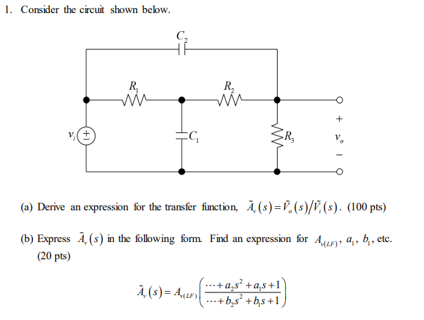 Solved 1. Consider the circuit shown below. C R, R w + 3R RE | Chegg.com