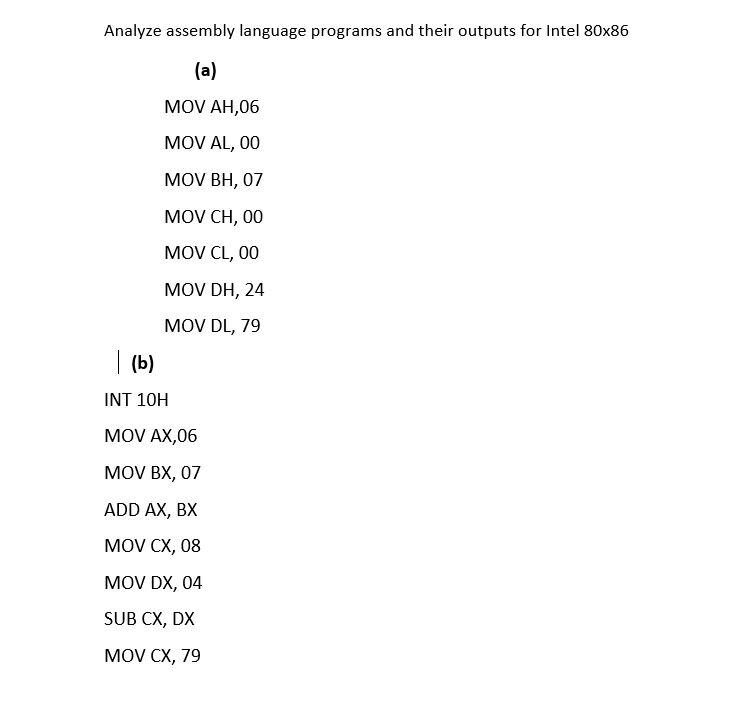 Solved Analyze assembly language programs and their outputs | Chegg.com