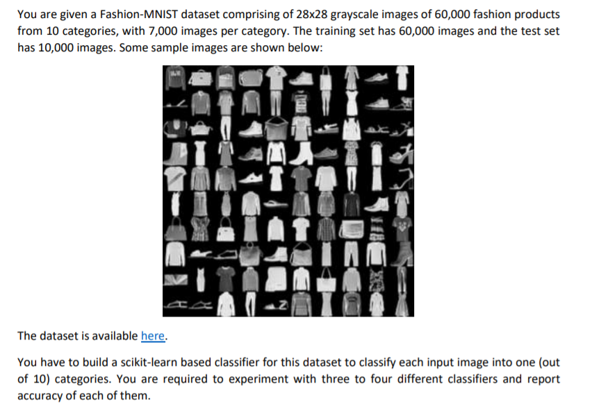 You are given a Fashion-MNIST dataset comprising of | Chegg.com