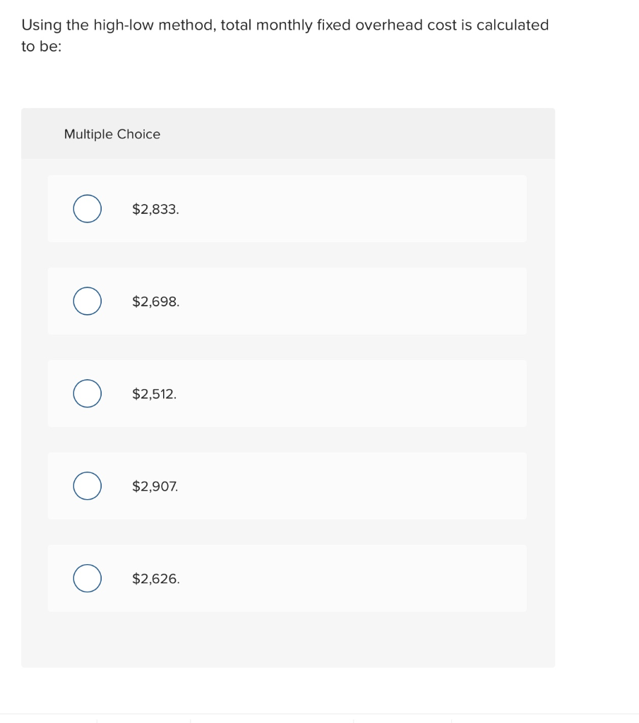 Solved Using the high-low method, total monthly fixed | Chegg.com